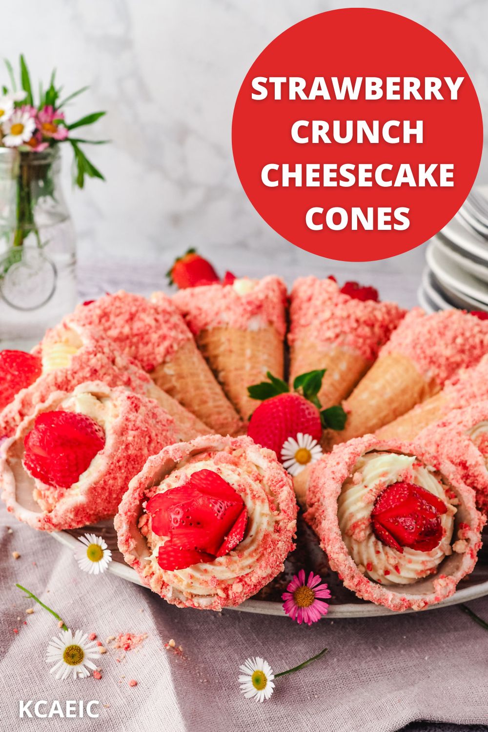 Strawberry Crunch Cheesecake Cones - Keep Calm And Eat Ice Cream